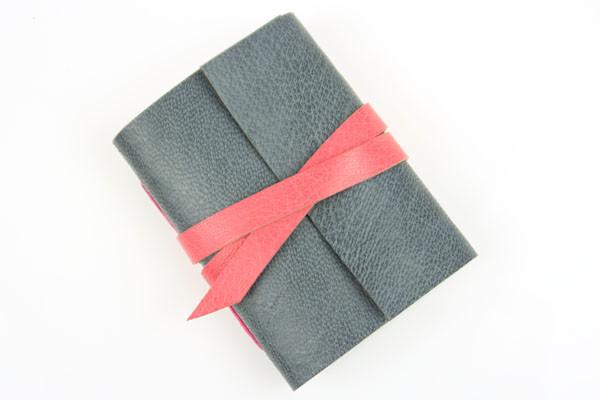 Miniature Leather Journal: Pink and Grey - BOUND